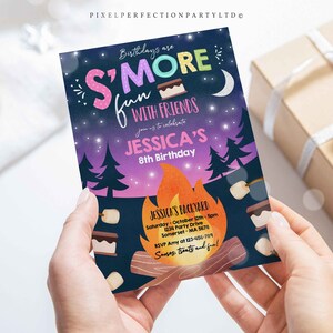 EDITABLE S'mores Birthday Invitation S'mores Bonfire Birthday Invite Backyard Camping S'mores ...