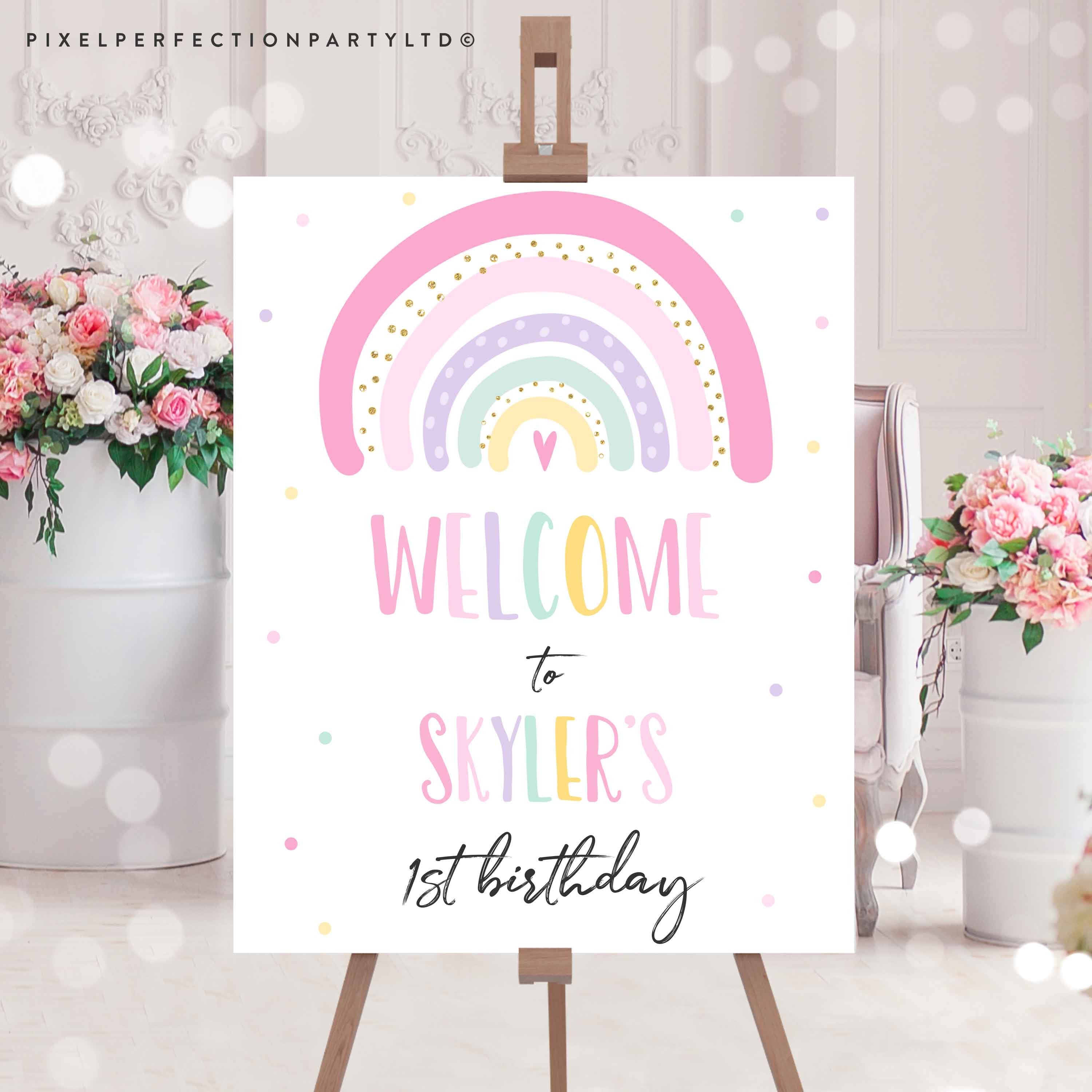 Editable Rainbow Welcome Sign Modern Rainbow Birthday Welcome - Etsy ...