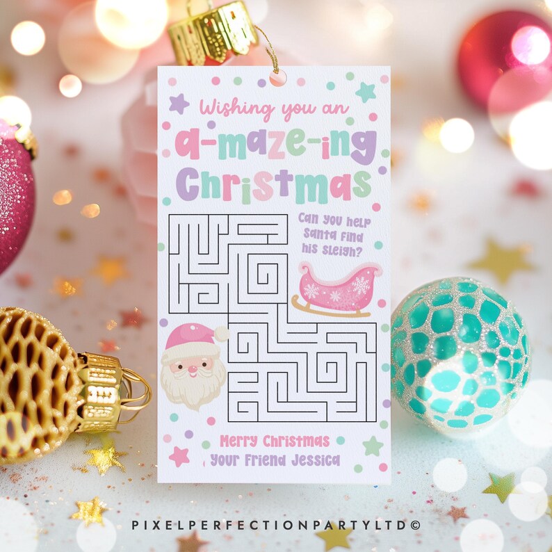 Editable Christmas Maze Holiday Gift Tag Wishing You A Word-derful ...