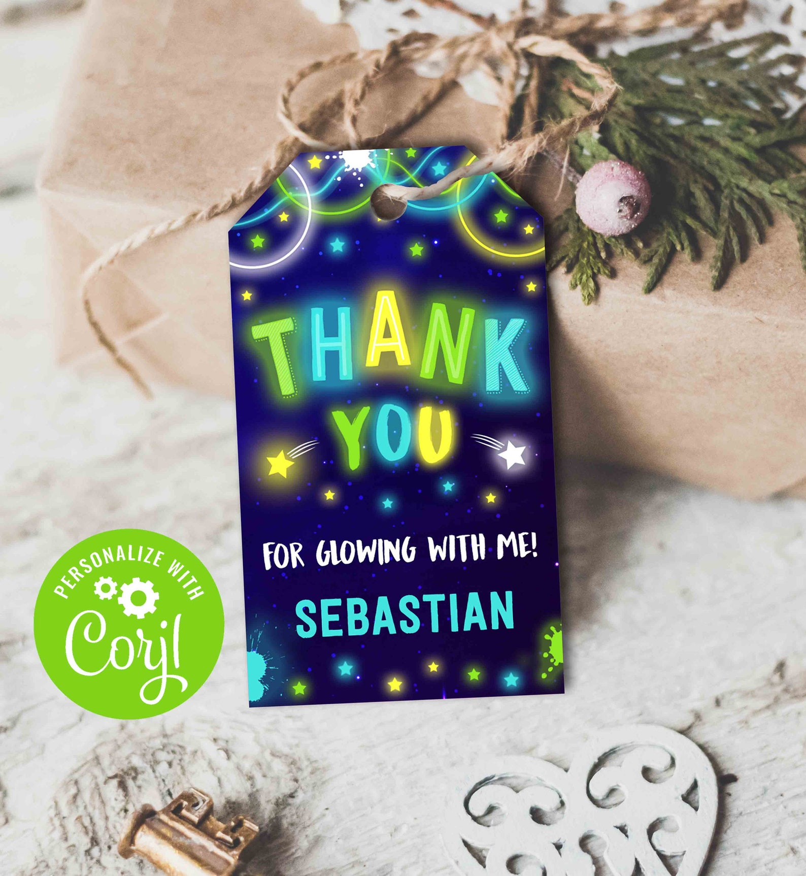 Glow Birthday Favor Tag Glow Gift Tag Neon Glow Tags Neon Glow - Etsy