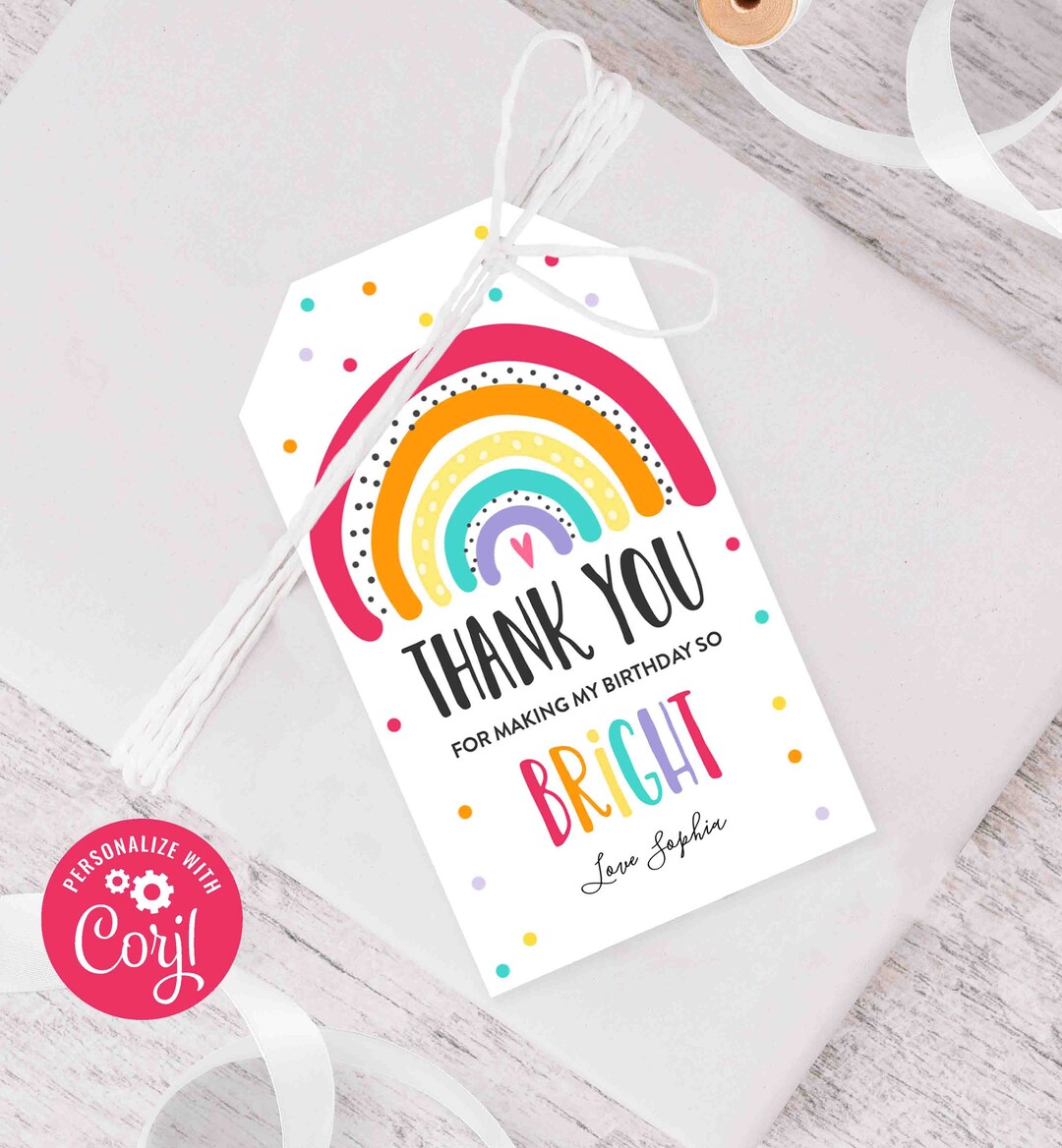 Editable Rainbow Favor Tag Rainbow Gift Tags Rainbow Thank You - Etsy