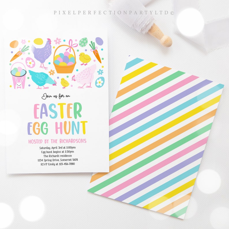 Editable Easter Egg Hunt Invitation Easter Egg Event Party Neighborhood ...