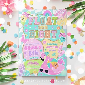Editable Preppy 8th Birthday Pool Party Invitation Varsity Girl Fashion ...