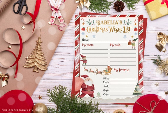 EDITABLE Christmas Wish List Letter Santa Claus Christmas Wish List ...