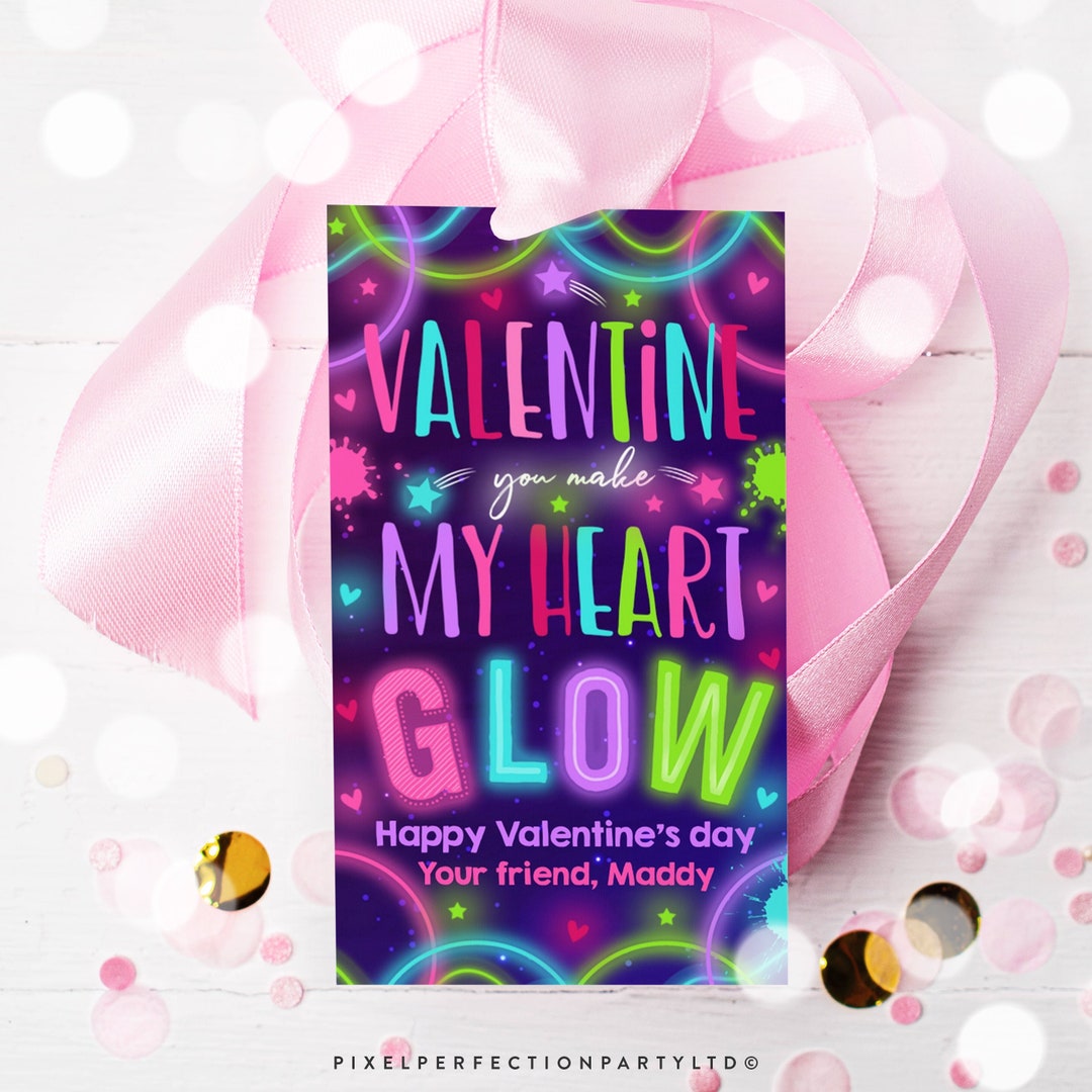 Editable You Make My Heart Glow Valentine Glow Stick Gift Tag - Etsy