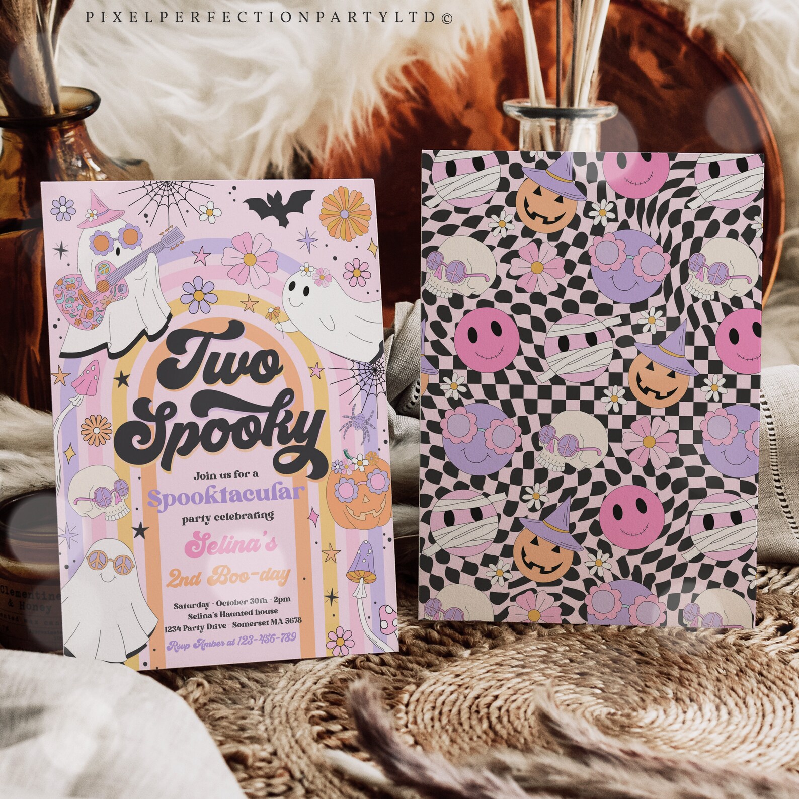 Editable Three Spirit Halloween Ghost 3rd Birthday Invitation - Etsy