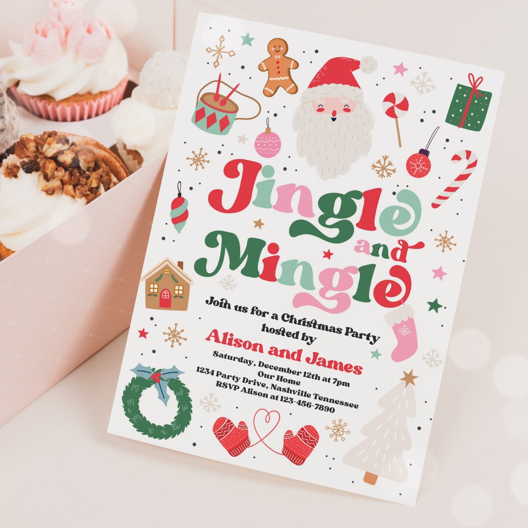 Editable Jingle and Mingle Christmas Party Invitation Jingle and Mingle ...