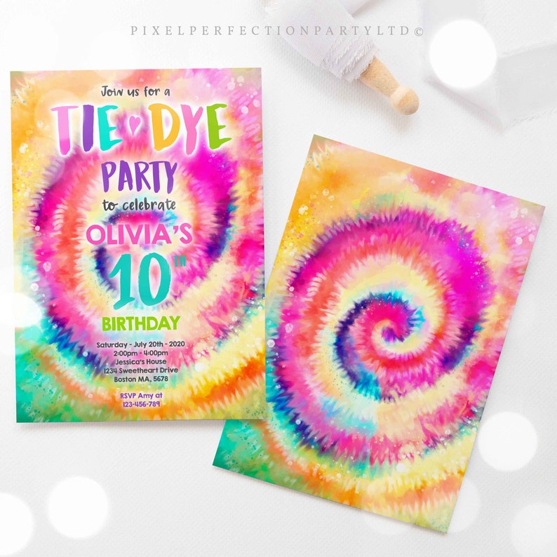 Editable Tie Dye Birthday Party Invitation Hippie Birthday - Etsy