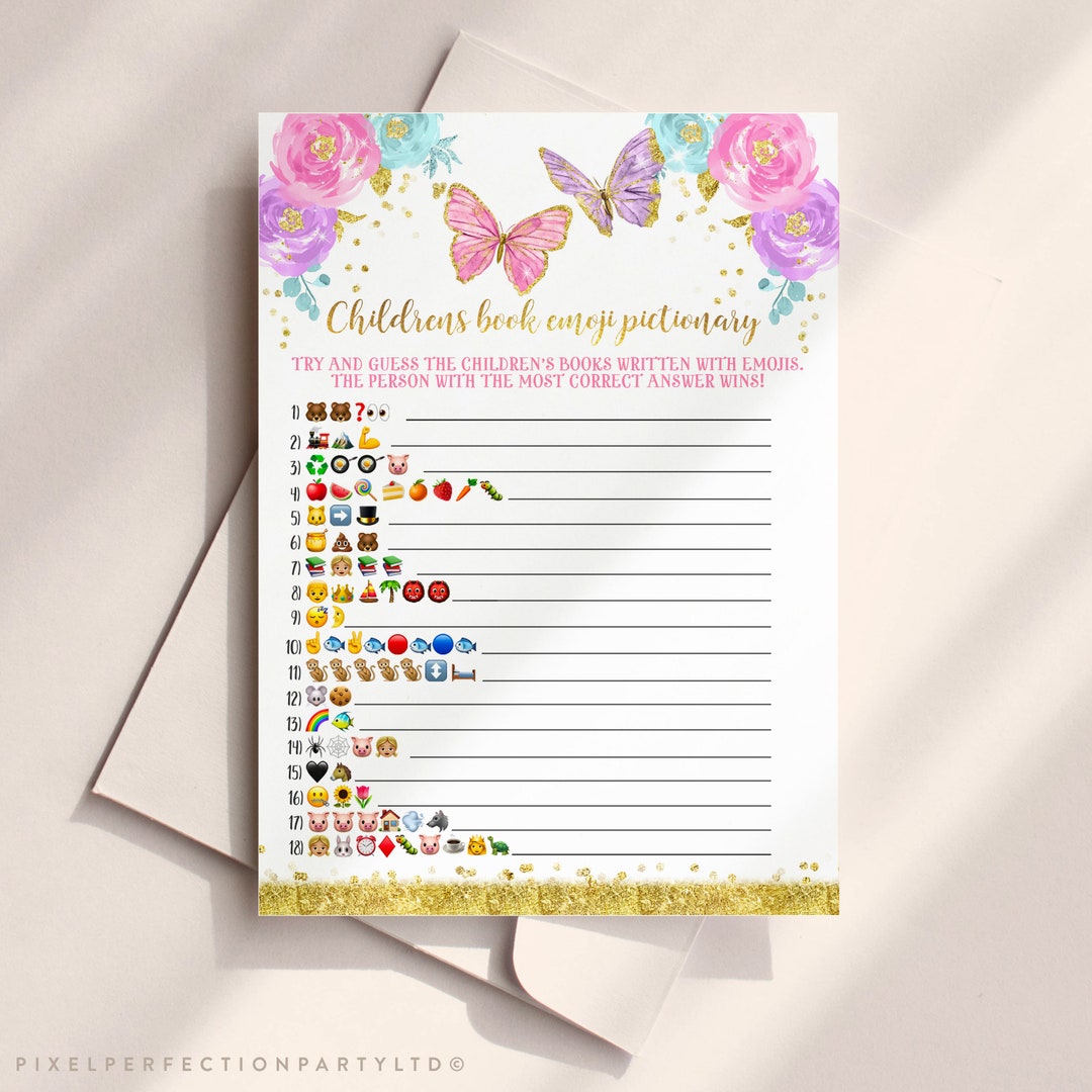 emoji-pictionary-baby-shower-game-butterfly-emoji-pictionary-etsy-ireland