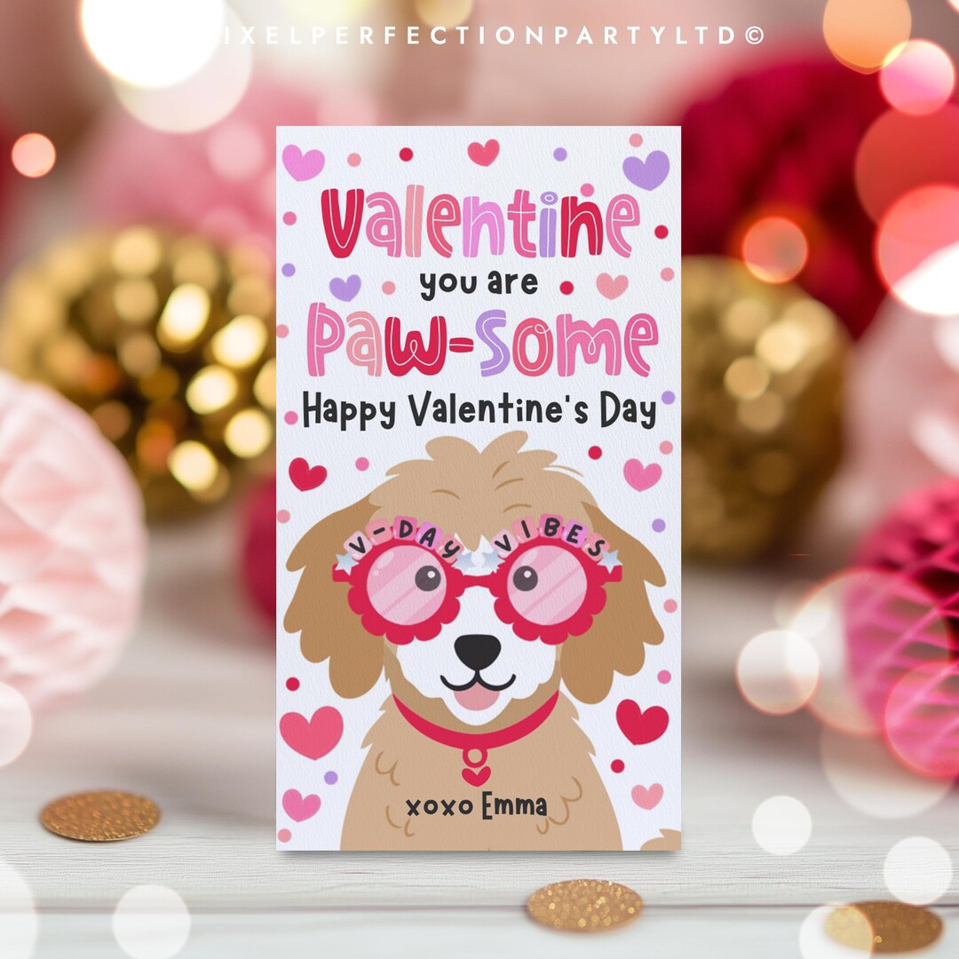 Editable Dog Valentine's Day Gift Tag You Are so Paw-some Valentine ...