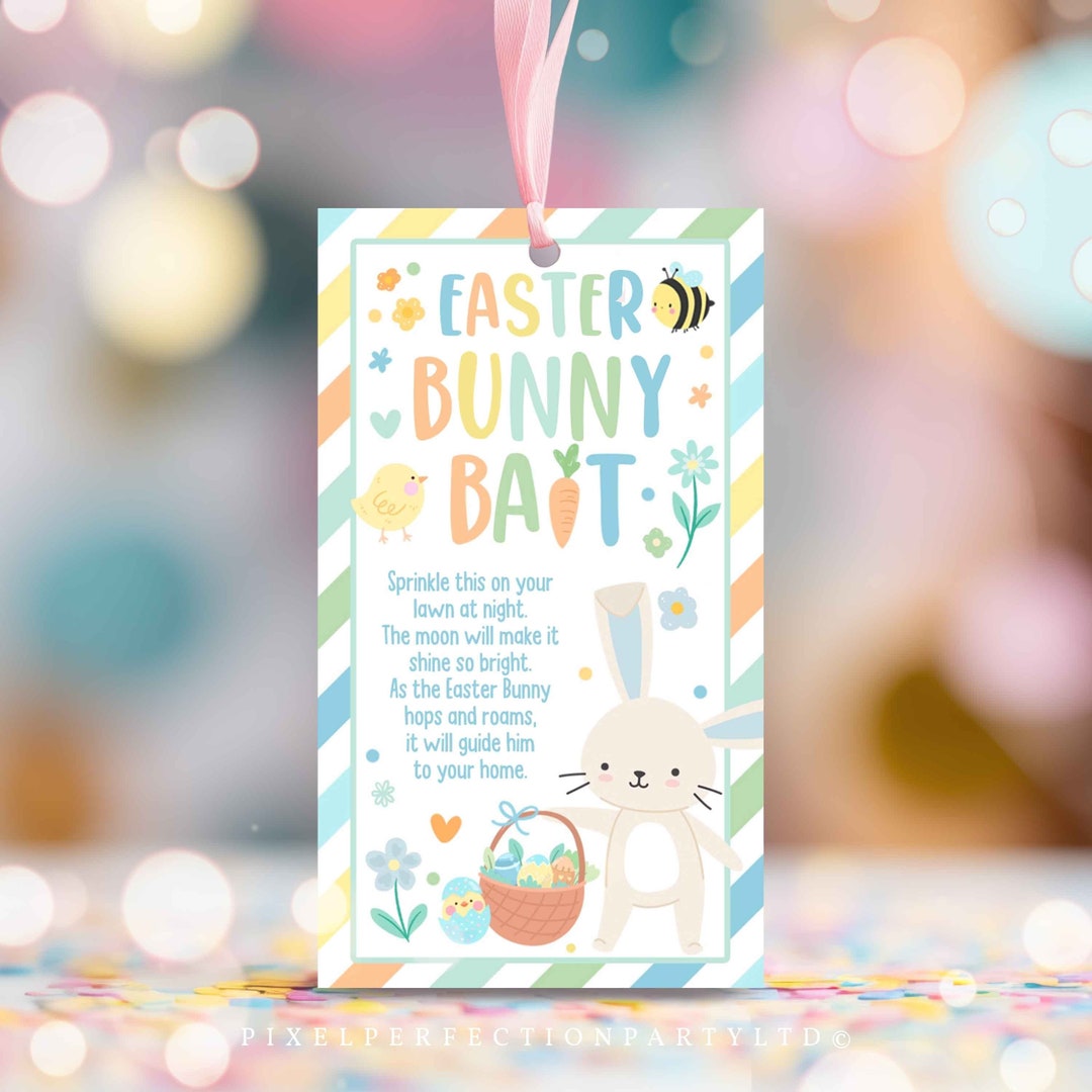 Editable Easter Bunny Bait Gift Tag Easter Bunny Food Gift Tag Easter ...