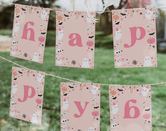 Pink Halloween Banner: 3D customize Colors - Etsy