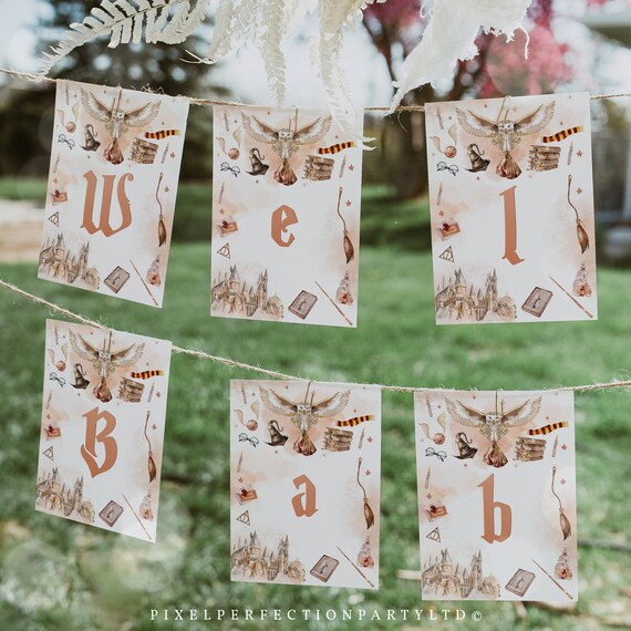 Editable Wizard Baby Shower Welcome Flag Banner Spell Anything Magical ...