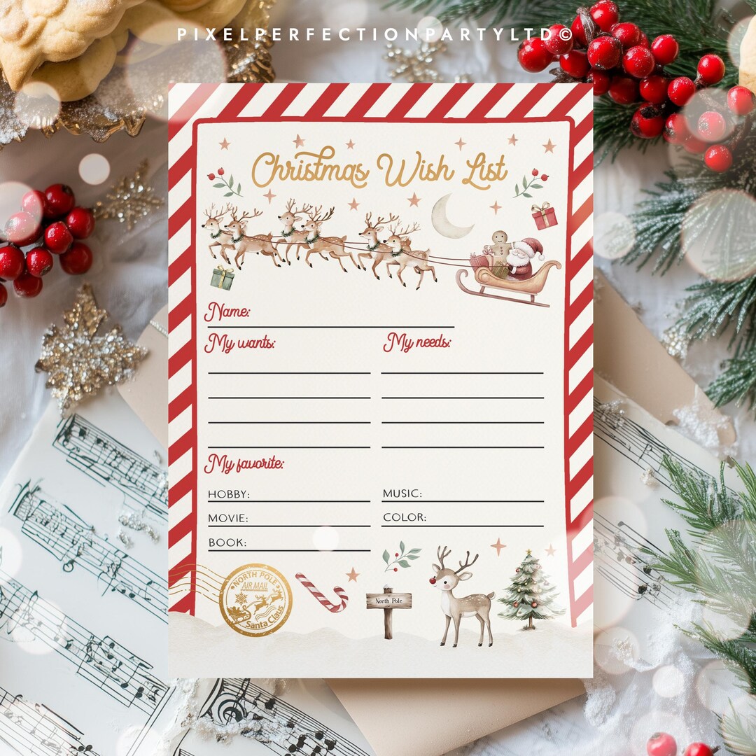 Editable Christmas Wish List Letter Santa Claus Christmas Wish List ...