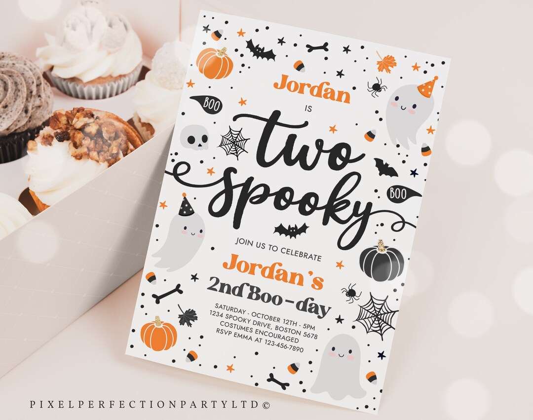 Editable Two Spooky Halloween Ghost 2nd Birthday Party - Etsy