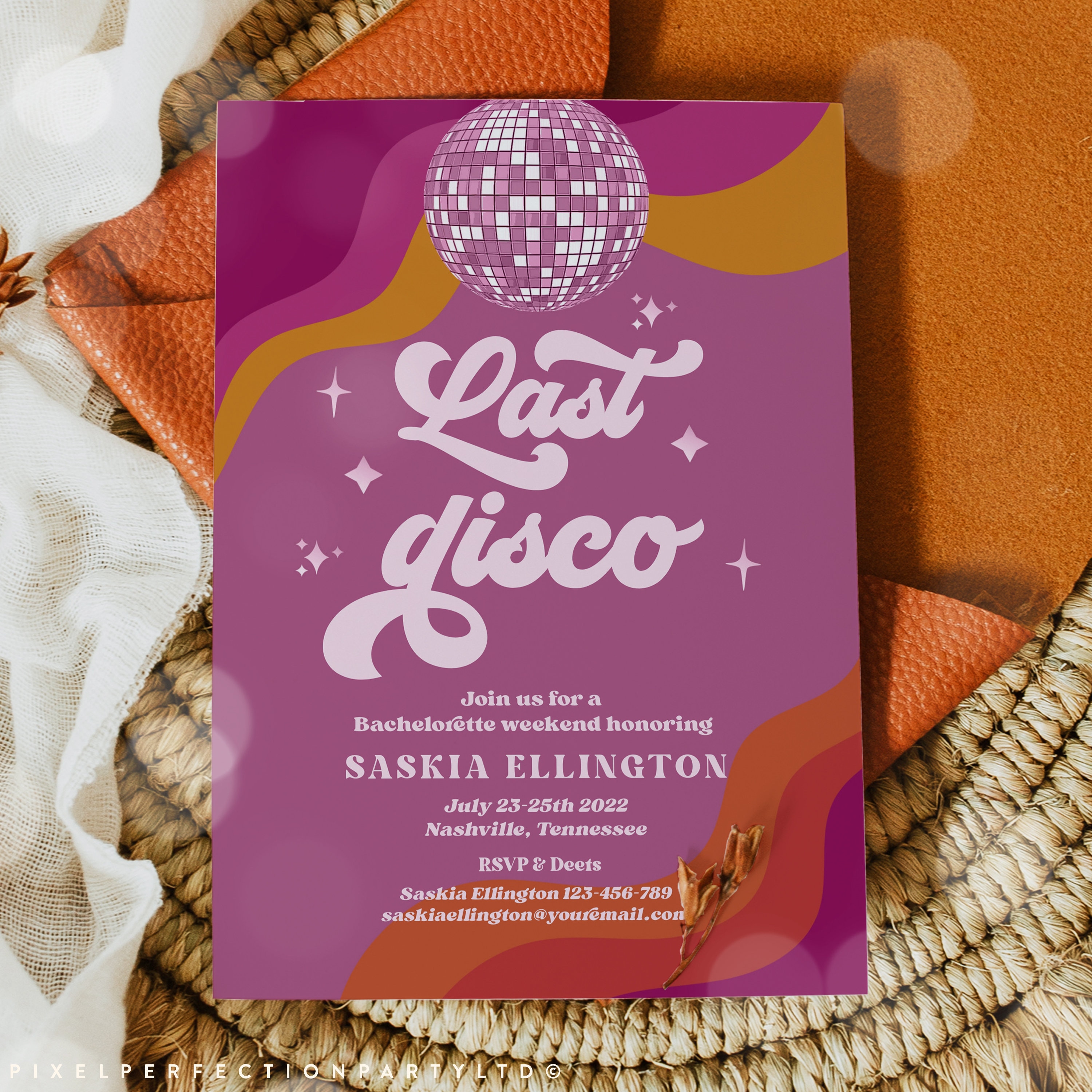 Editable Last Disco Retro Bachelorette Weekend Invitation and Itinerary ...