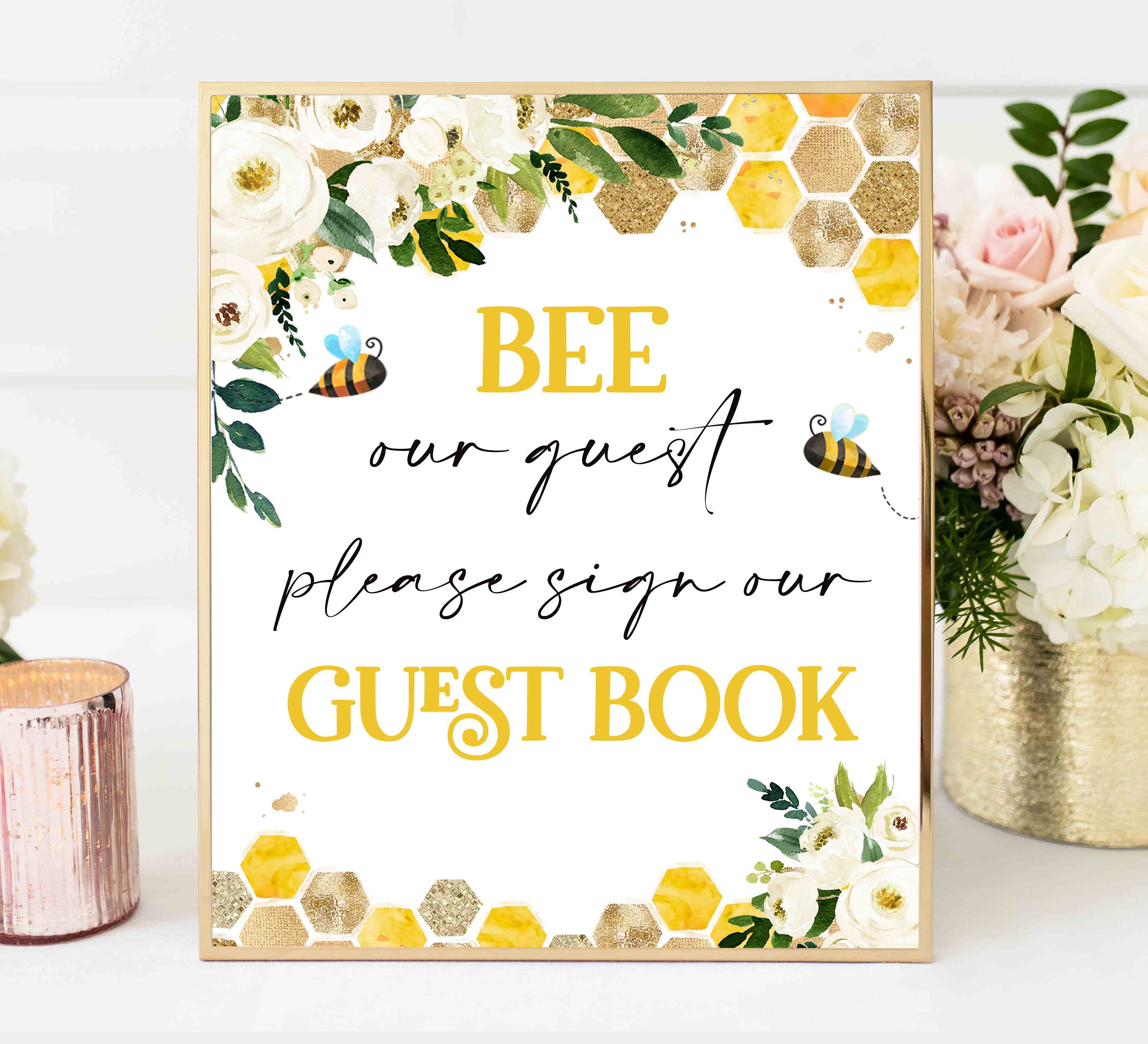 Paper & Party Supplies Bee Our Guest Sign Our Book Sign Bumble Bee ...