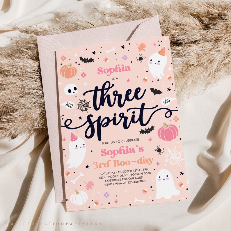 Editable Three Spirit Halloween Ghost 3rd Birthday Party - Etsy