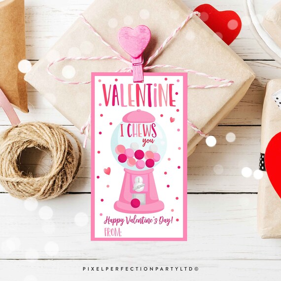 Editable Bubble Gum Valentine's Day Gift Tag Valentine I - Etsy