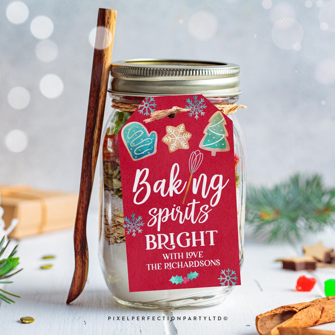 Editable Baking Spirits Bright Christmas Gift Tag Christmas Baking Gift ...