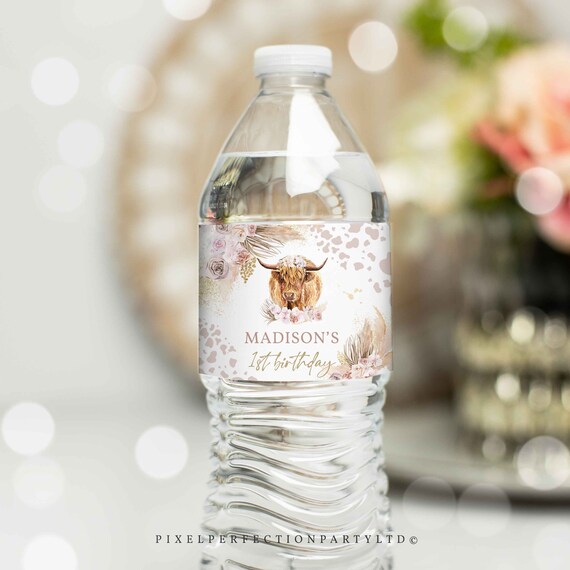 Editable Highland Cow Birthday Party Water Bottle Labels Holy Cow ...