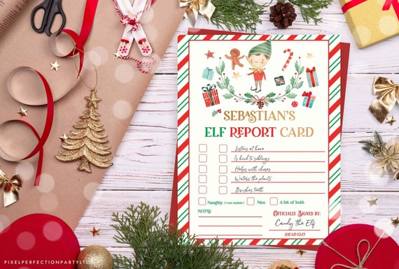 Editable Elf Report Card Elf Santa Naughty Or Nice Report Elf Visit ...