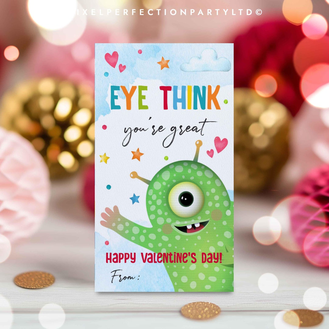 Editable Monster Valentine's Day Gift Tag Valentine Monster Eye Think ...