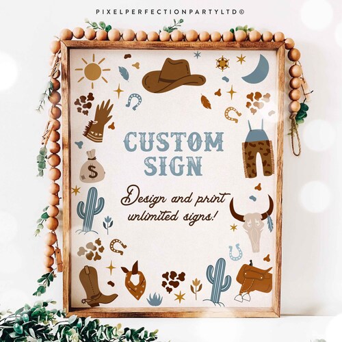 EDITABLE First Rodeo Birthday Welcome Sign Cowboy 1st - Etsy