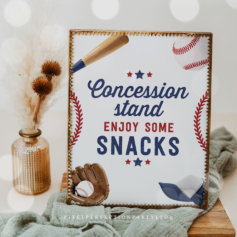 Baseball Baby Shower Concession Stand Sign Sports Baby Shower Baseball ...