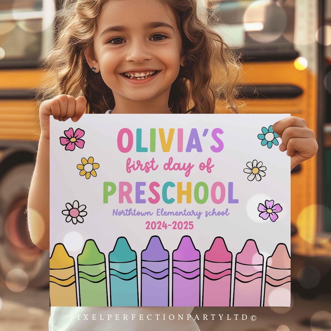 Editable First Day of Preschool Sign Printable First Day of Preschool ...