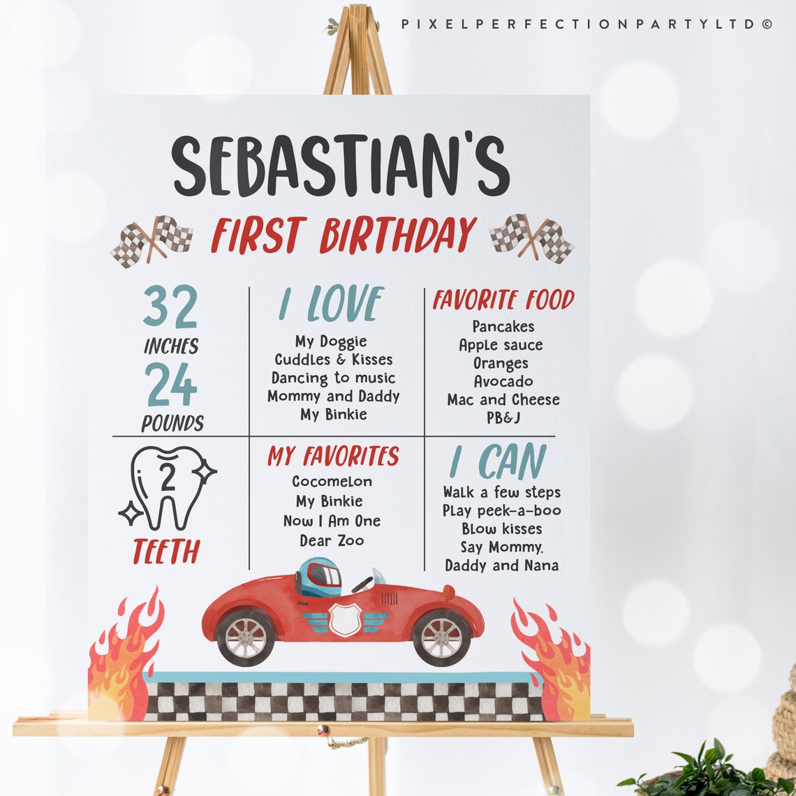 Editable Race Car Birthday Milestone Poster Race Car Birthday Party ...