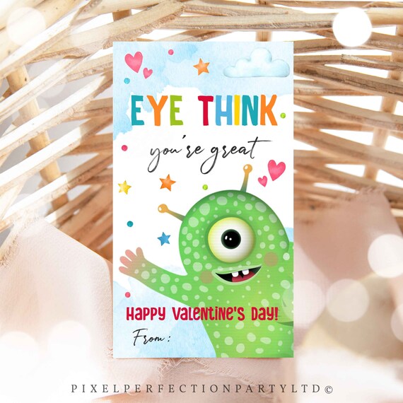 Editable Monster Valentine's Day Gift Tag Valentine Monster Eye Think ...