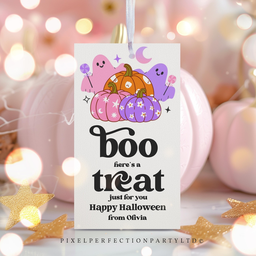 Editable Halloween Ghost Gift Tag Boo Here's A Treat for You Tag Trick ...