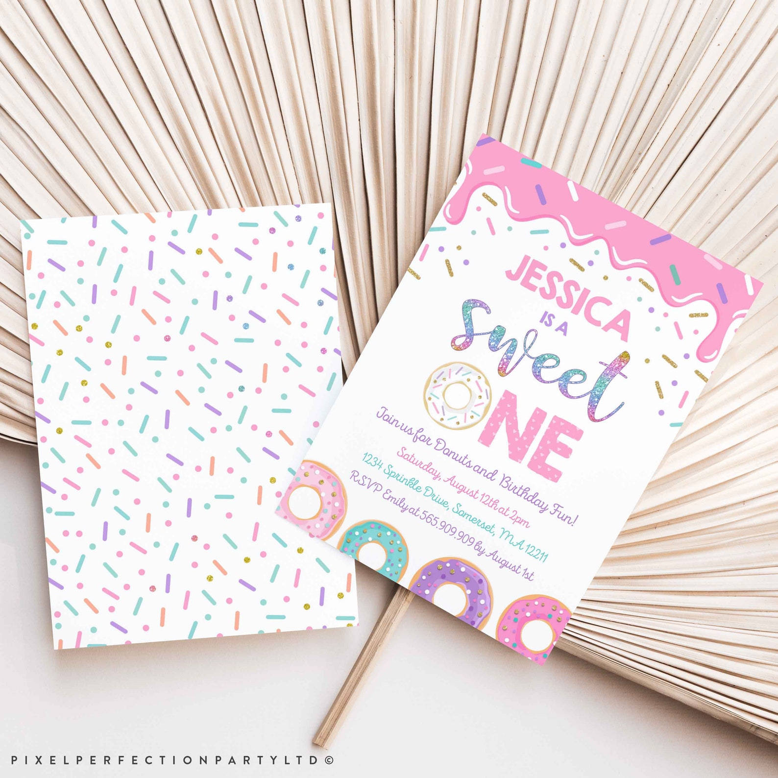 Editable Donut 1st Birthday Invitation Donut Sweet One Birthday Invite ...