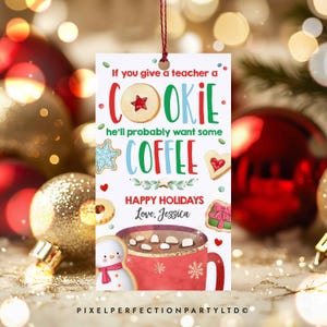 Editable Teachers Appreciation Christmas Gift Tag Teacher Holiday ...