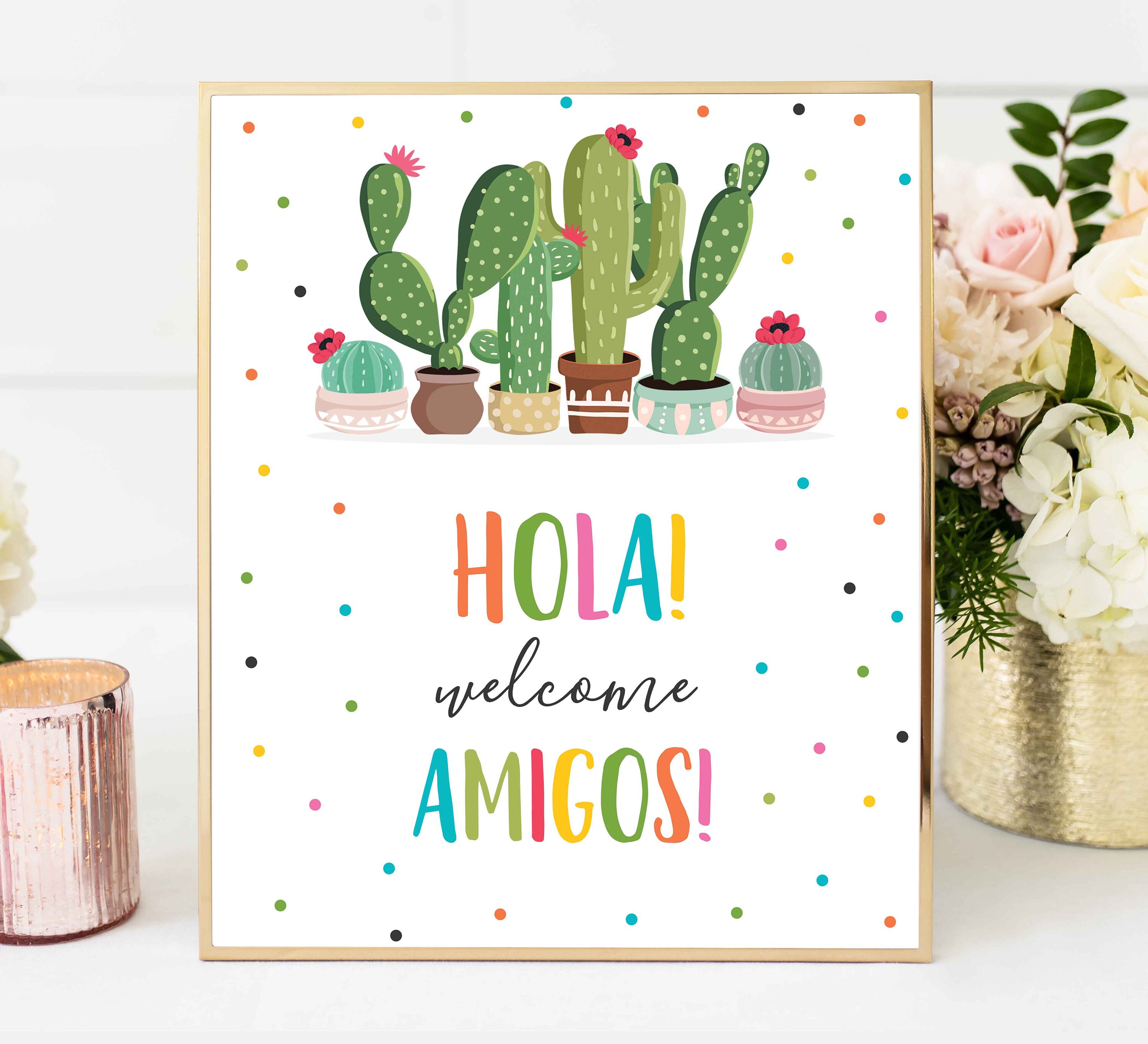 Hola Welcome Amigos Party Sign Fiesta Party Fiesta Welcome | Etsy