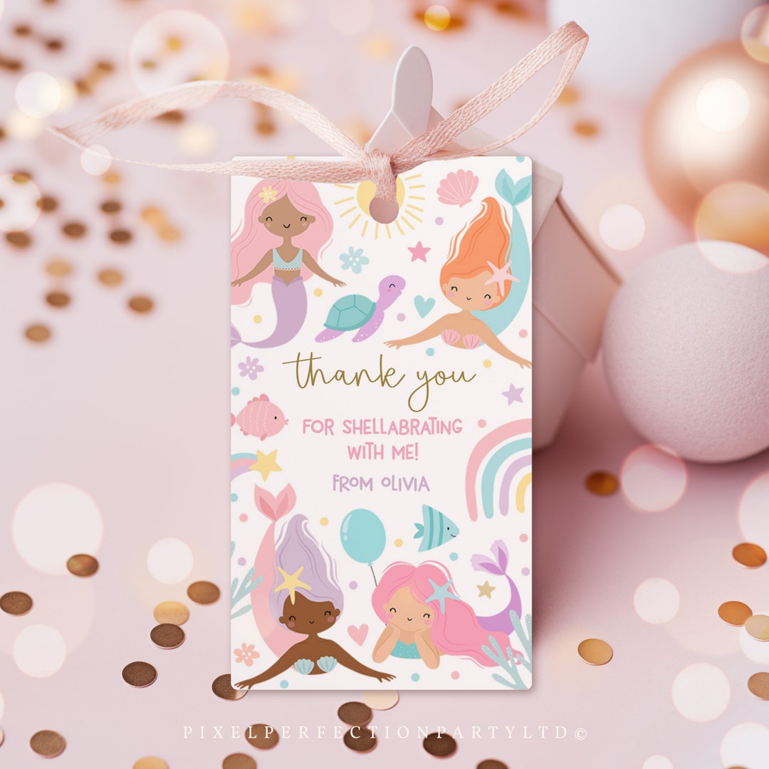 Editable Mermaid Birthday Party Favor Tag Oneder the Sea Two the Sea ...