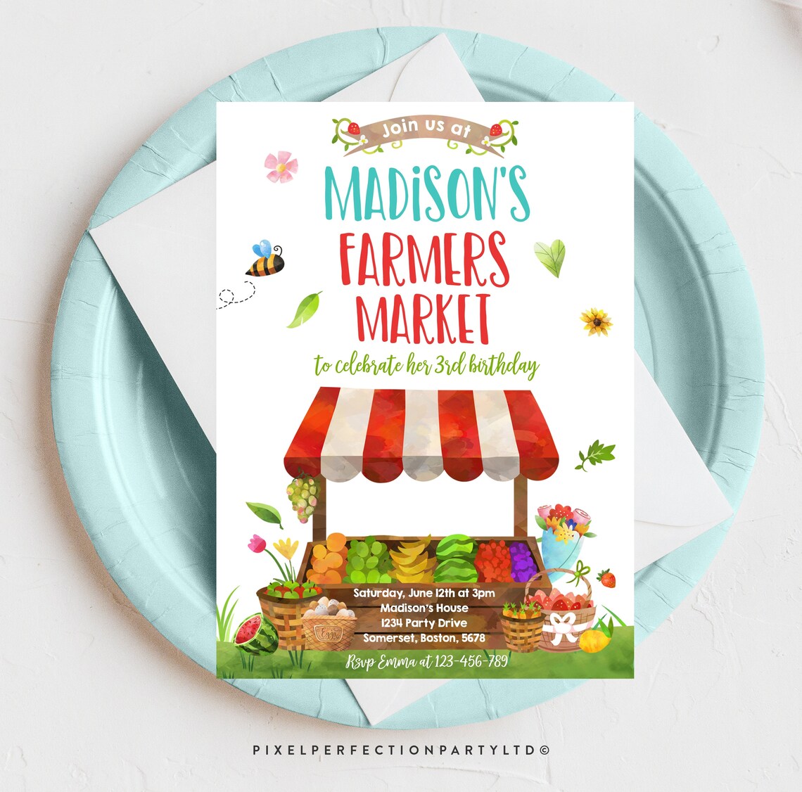 Editable Farmers Market Birthday Invitation Farm Birthday - Etsy