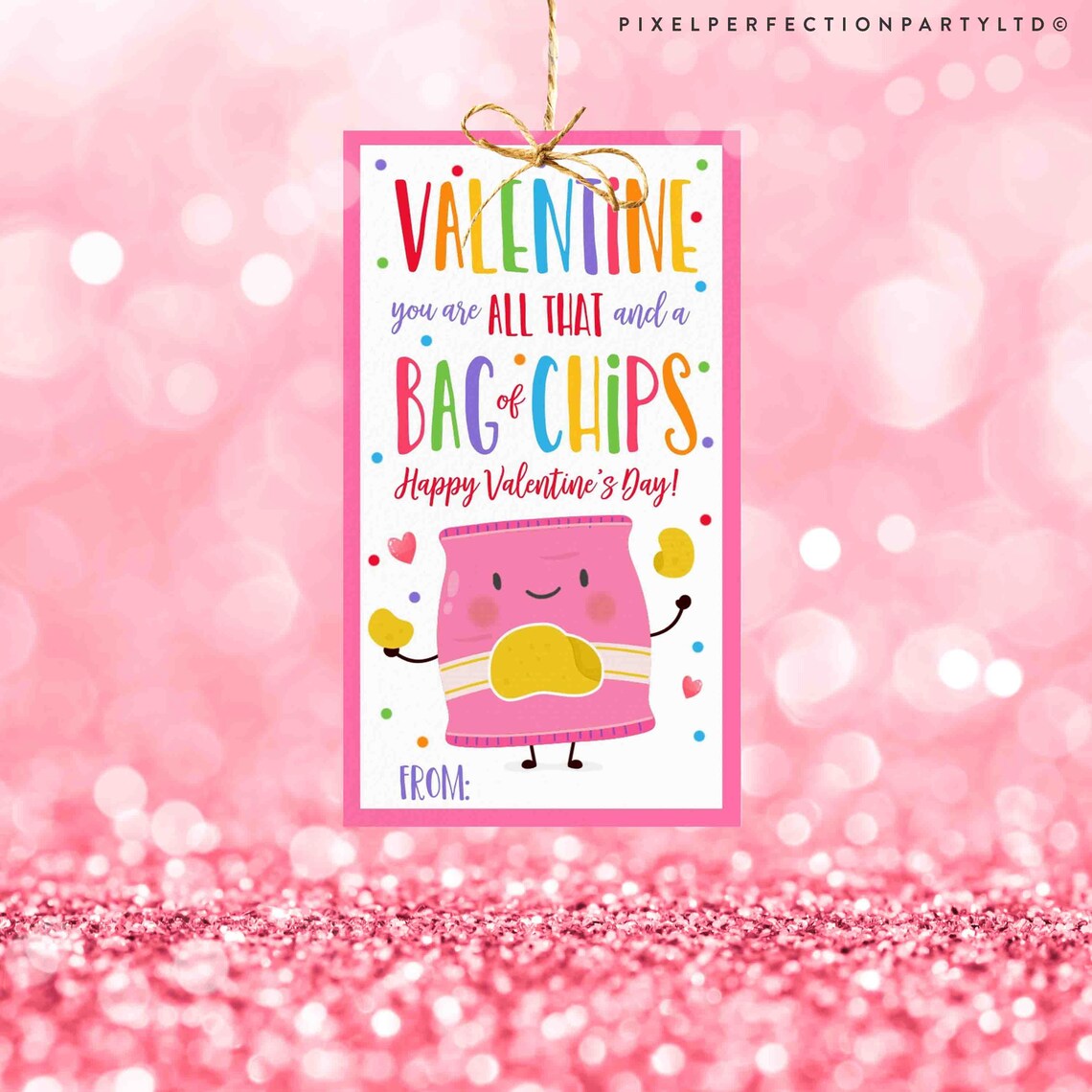 Editable Chip Bag Valentine's Day Gift Tag Valentine You - Etsy