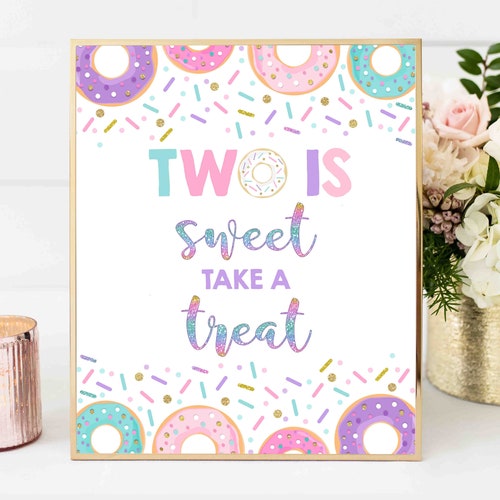 Two Sweet Birthday Invitation 2nd Birthday Party Donut Ice - Etsy