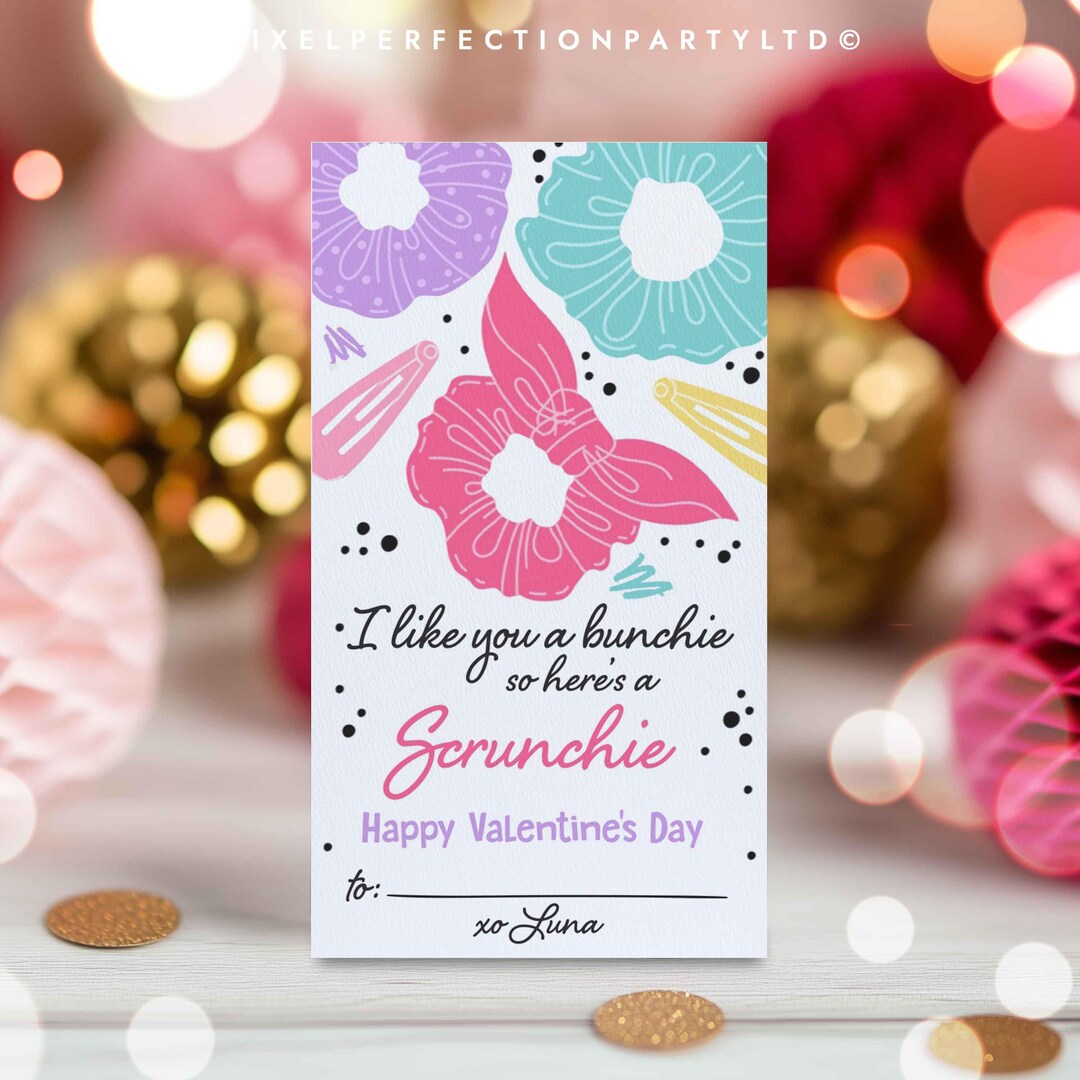 Editable I Like You A Bunchie so Here's A Scrunchie Valentine Gift Tag ...