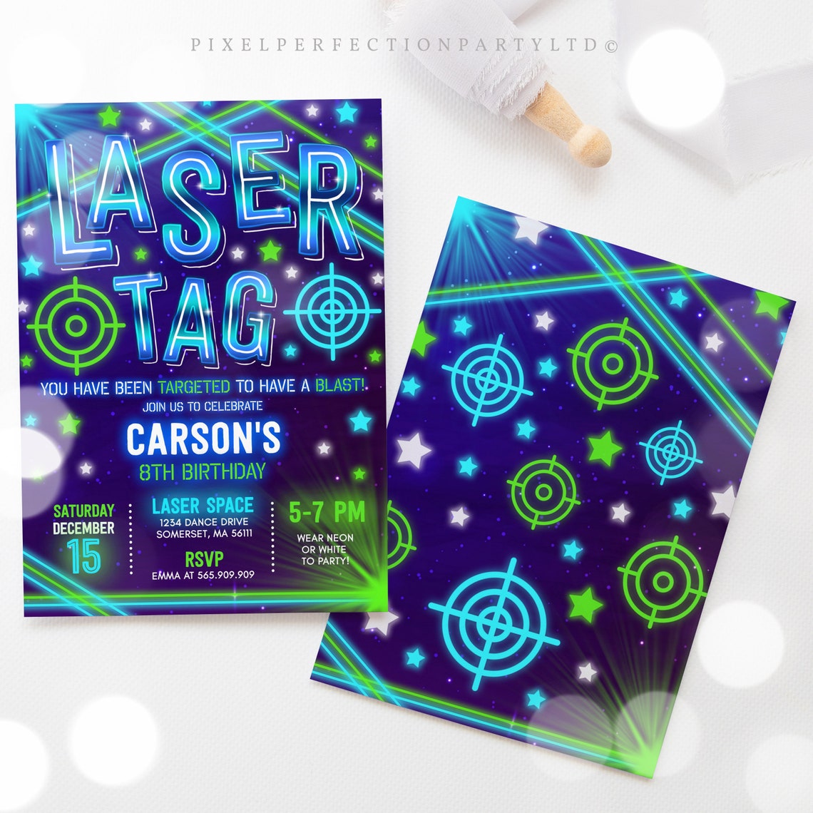 Editable Laser Tag Invitation Neon Laser Tag Birthday - Etsy UK