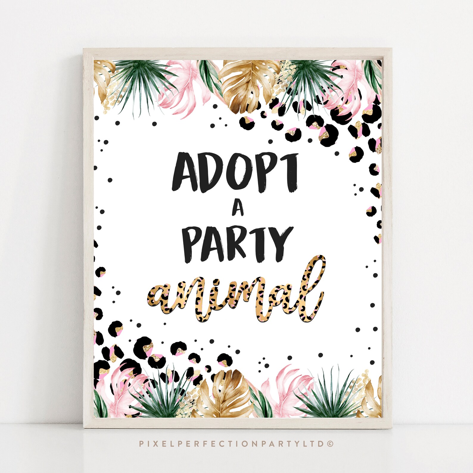 Safari Adopt A Party Animal Birthday Party Sign Wild One Party - Etsy