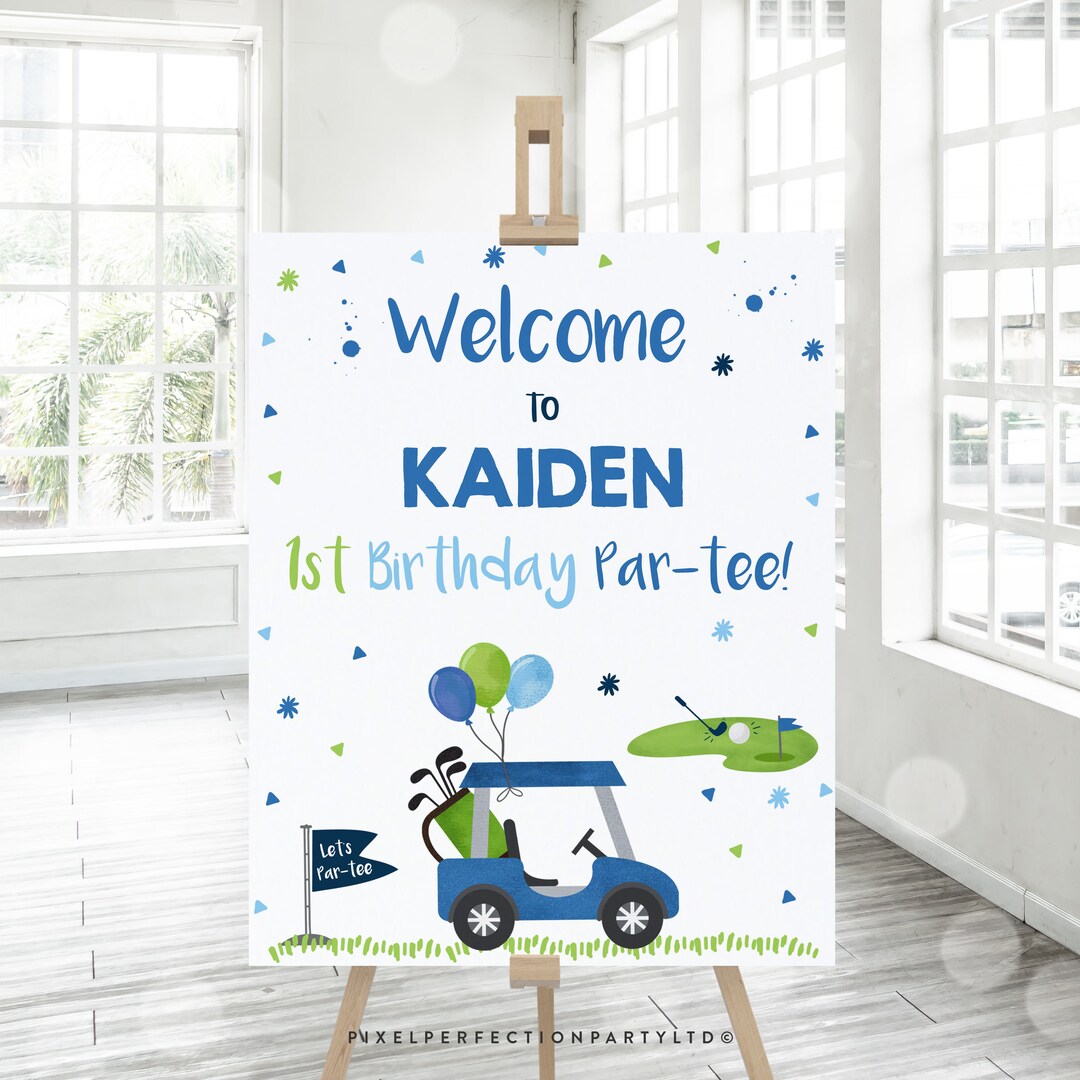 EDITABLE Golf Birthday Party Welcome Party Sign Hole in One Golf 1st ...