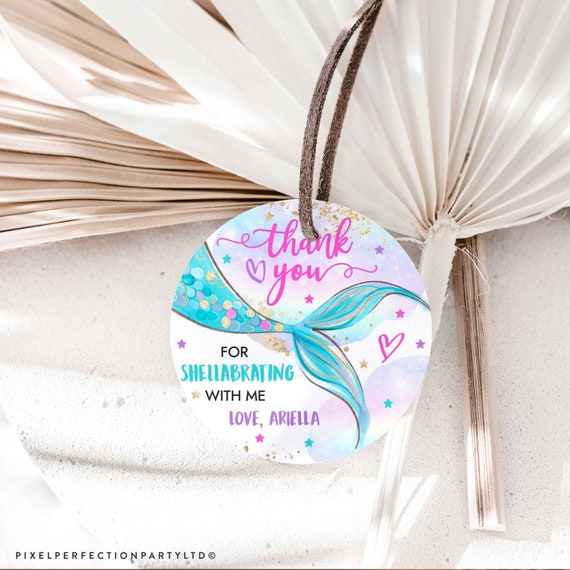 Editable Mermaid Birthday Favor Tag Mermaid Gift Tag Whimsical Mermaid ...