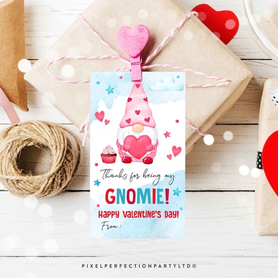 Editable Gnome Valentine's Day Gift Tag Valentine Thanks For Being My ...