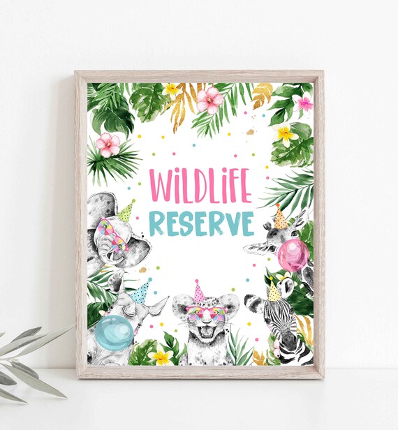 Wildlife Reserve Safari Birthday Party Sign Wild One Safari Birthday ...