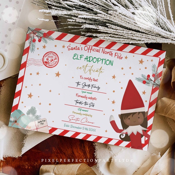 EDITABLE Elf Adoption Certificate Adopt Your Elf Certificate Adoption ...