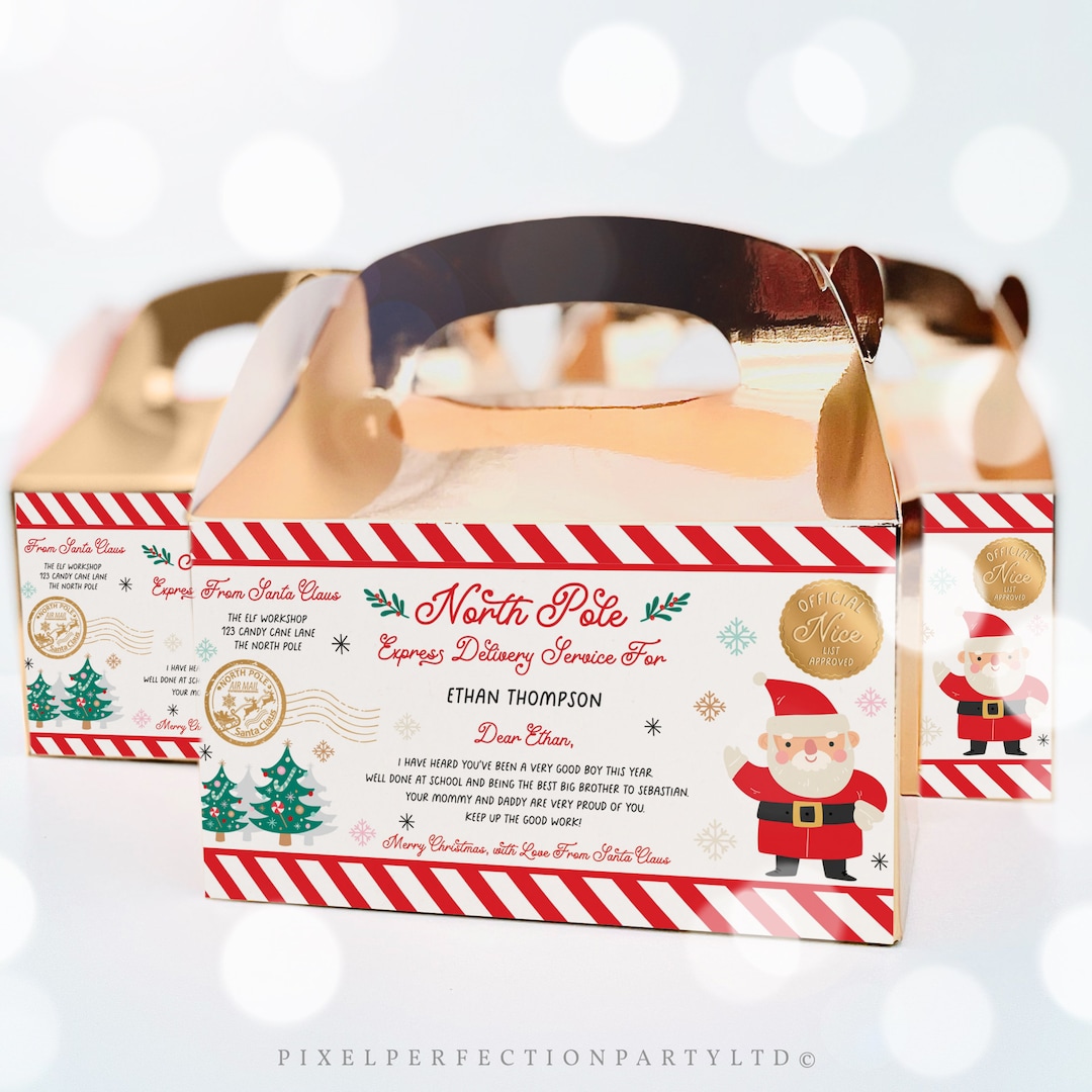 EDITABLE Personalized Gable Box Label From Santa Claus Gift From Santa ...