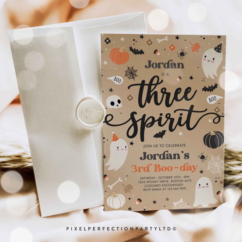 Editable Three Spirit Halloween Ghost 3rd Birthday Party - Etsy